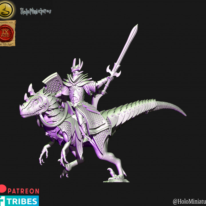 3D Printable Dark elves raptor riders (elf) by HoloMiniatures