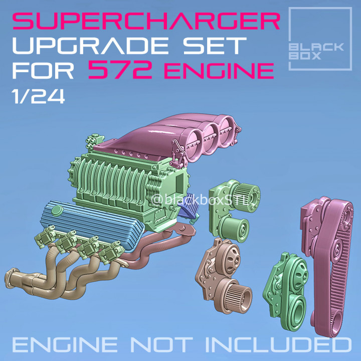 3D Printable Supercharger upgrade set for 572 ENGINE 1-24th by black ...