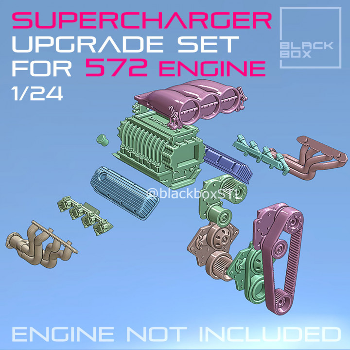 3D Printable Supercharger upgrade set for 572 ENGINE 1-24th by black ...