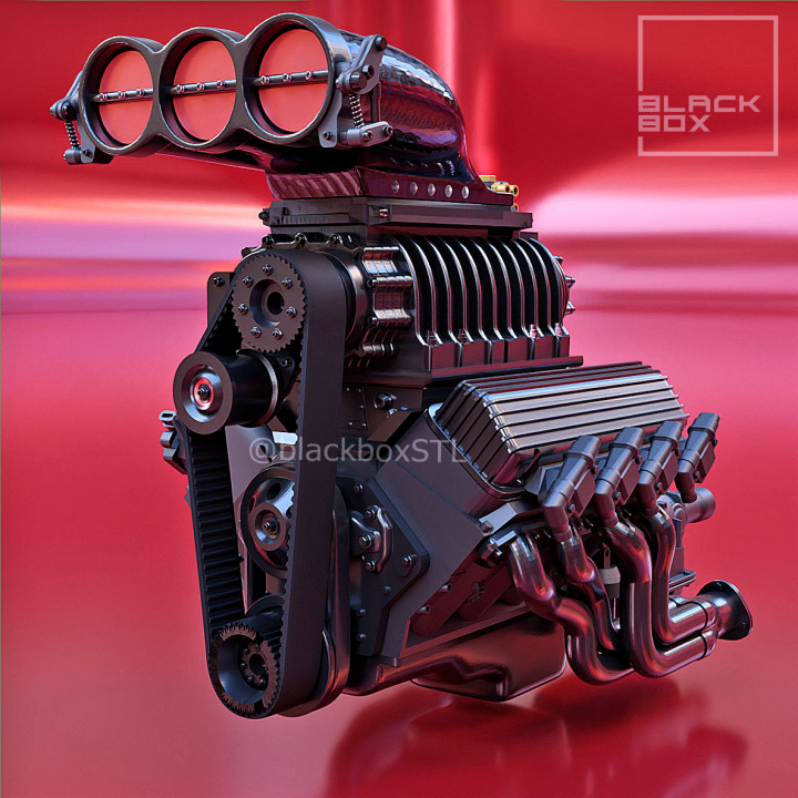 3D Printable Supercharger upgrade set for 572 ENGINE 1-24th by black ...