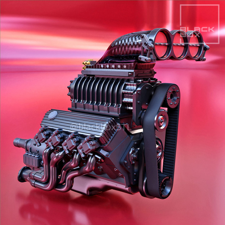 3D Printable Supercharger upgrade set for 572 ENGINE 1-24th by black ...