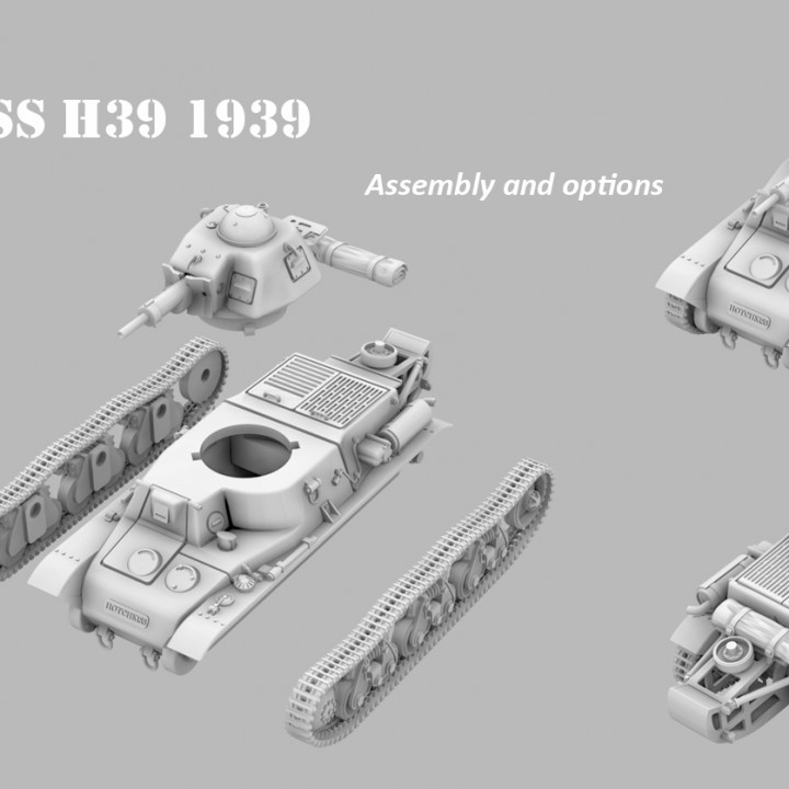 3D Printable Hotchkiss H39, 3 possible variants by Counlane Models