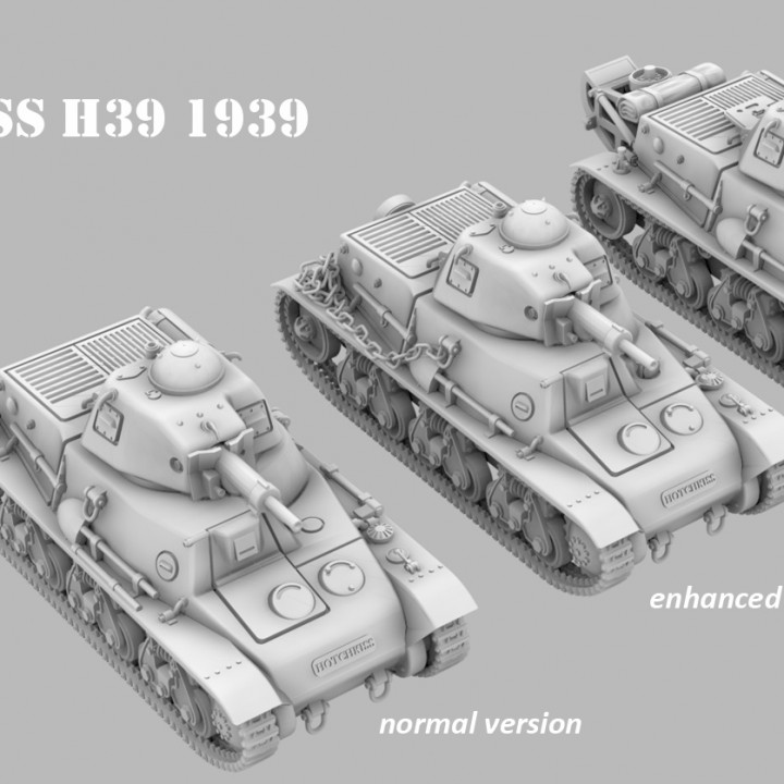 3D Printable Hotchkiss H39, 3 possible variants by Counlane Models