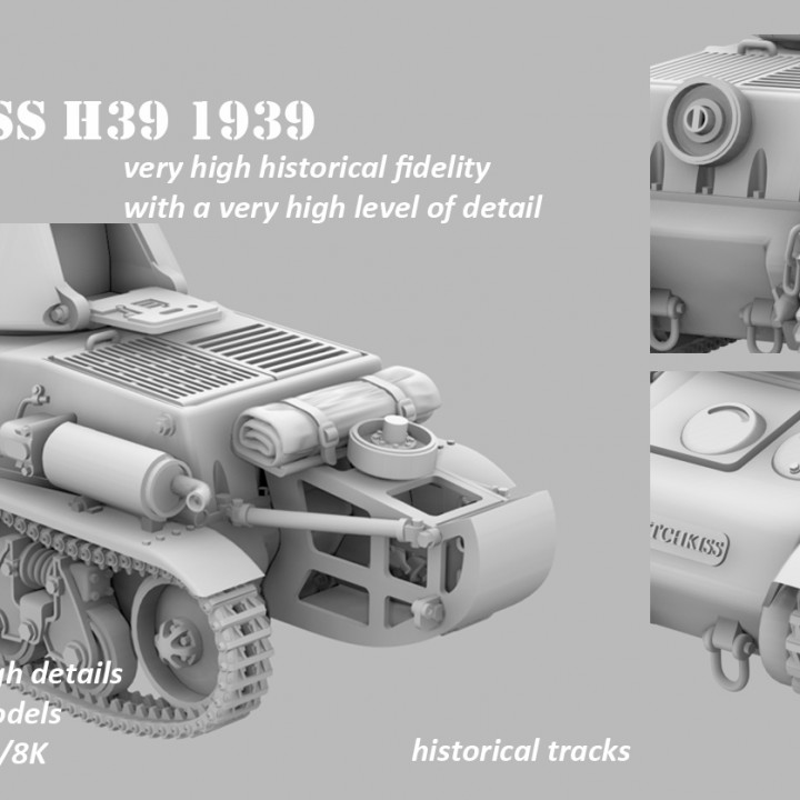 3D Printable Hotchkiss H39, 3 possible variants by Counlane Models