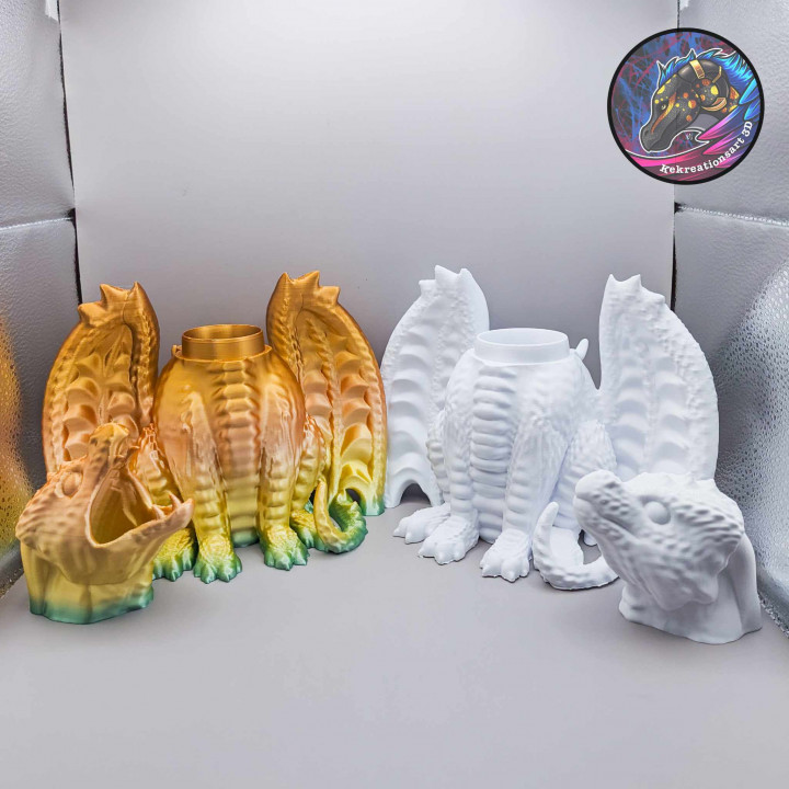 3D Printable Dragon Jars, Dragon Containers by Kirsten M