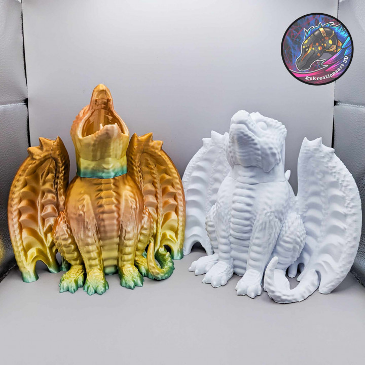 3D Printable Dragon Jars, Dragon Containers by Kirsten M