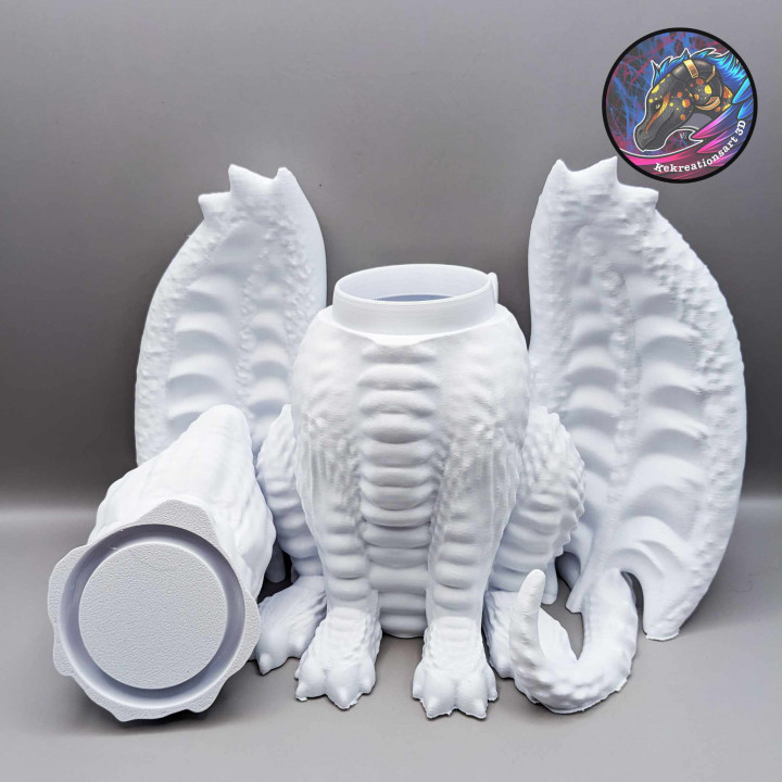 3D Printable Dragon Jars, Dragon Containers by Kirsten M