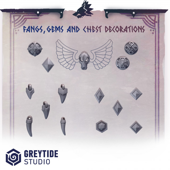 3D Printable fangs, gems and chest decoration PH by GreyTide Studio