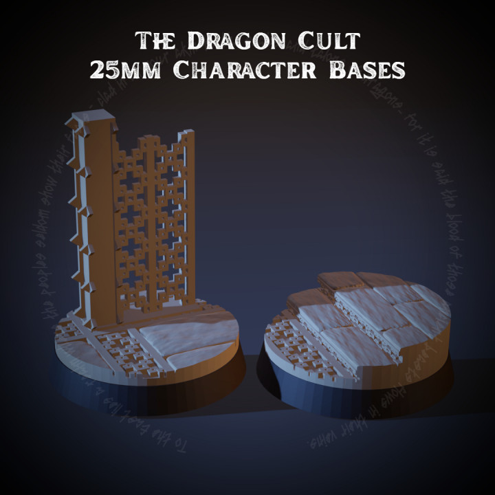 3D Printable Dragon Cult - 25mm Character Bases by Metalik Studios