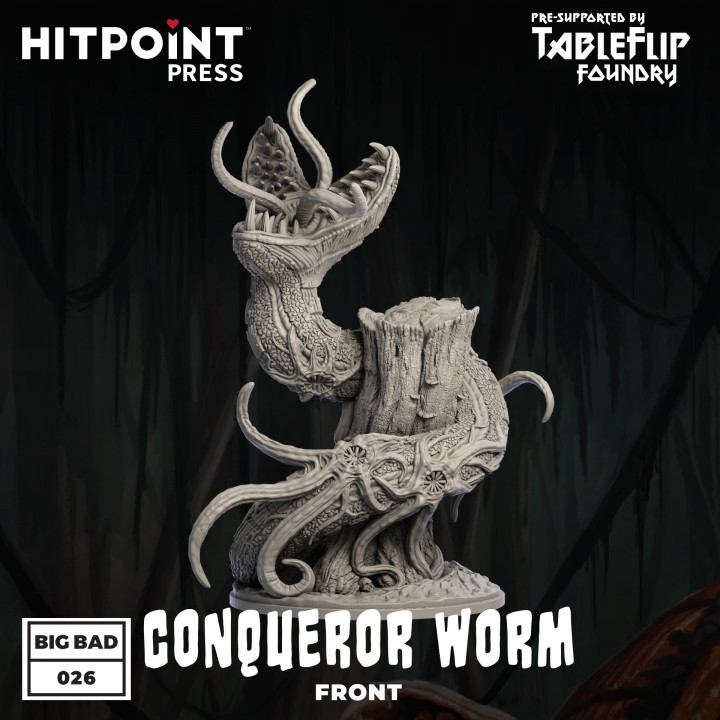 3D Printable BIG BADS - 026 - Conqueror Worm by Hit Point Press
