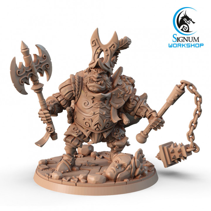 3D Printable Ogre with chain, “Ironheads” heavy infantry by Signum Workshop