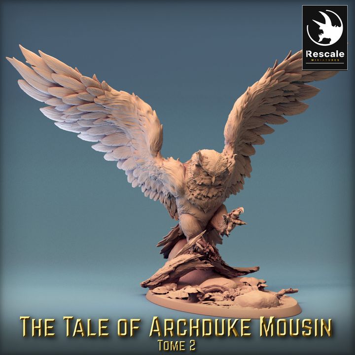 3D Printable Mousin TheGreatOwl Attack by Rescale Miniatures