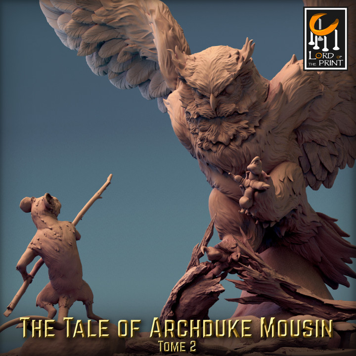 3D Printable Mousin TheGreatOwl Attack by Rescale Miniatures