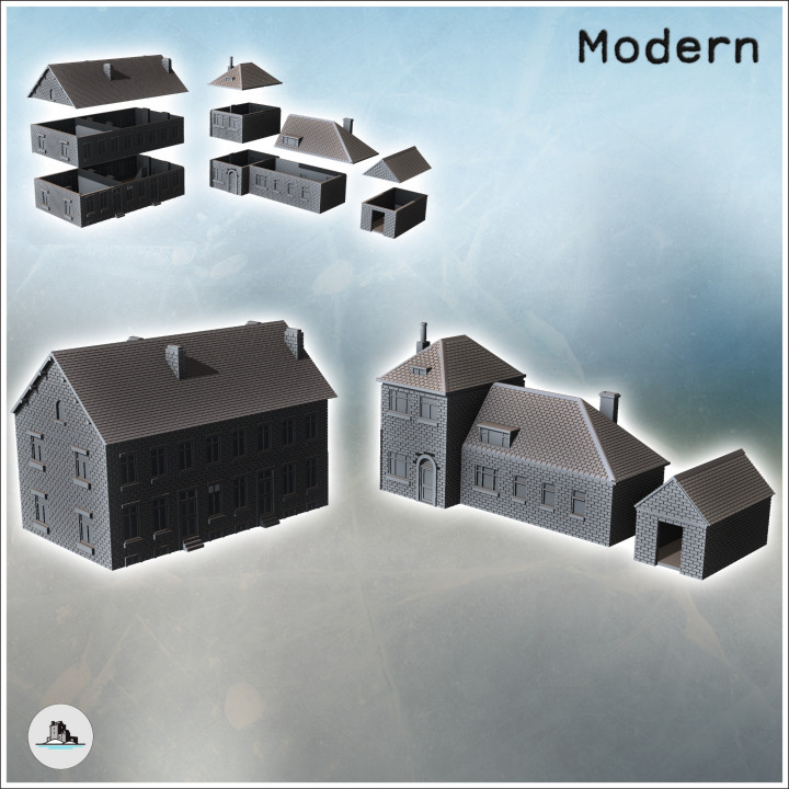 Descargar Set of modern houses with annex and fireplaces (6) - Modern ...