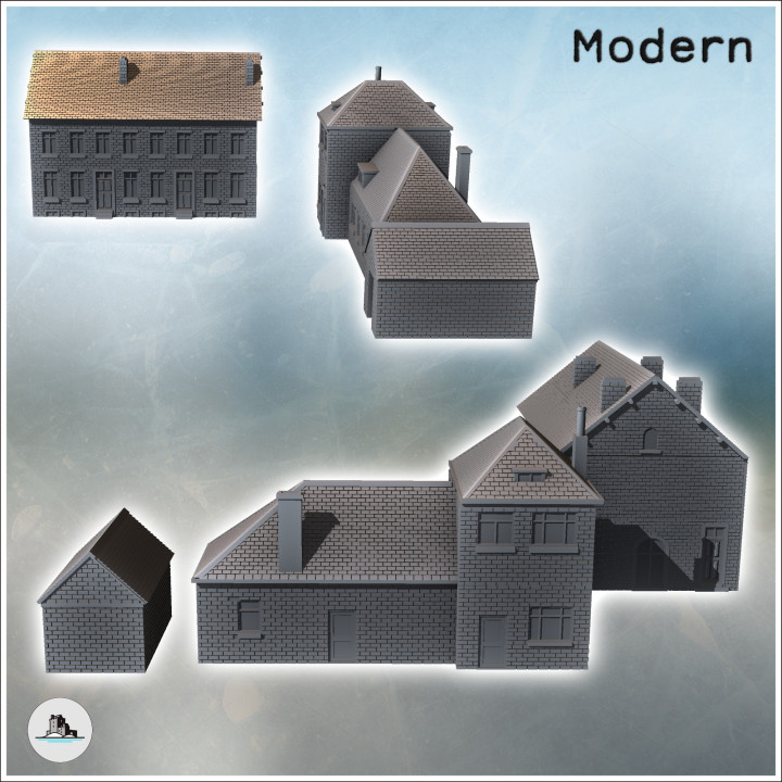 Descargar Set of modern houses with annex and fireplaces (6) - Modern ...
