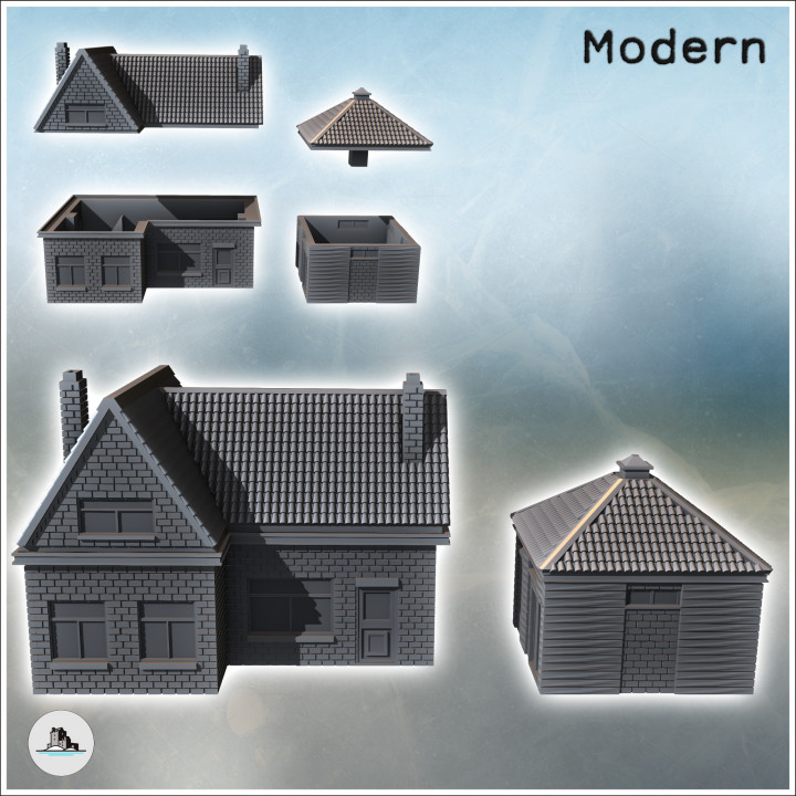 3D Printable Set of two modern houses (Veghel, Netherlands) - Modern ...