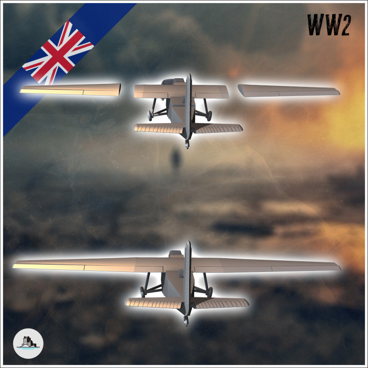 3D Printable GAL. 49 Hamilcar Mark I British military glider - UK United WW2 Kingdom British ...