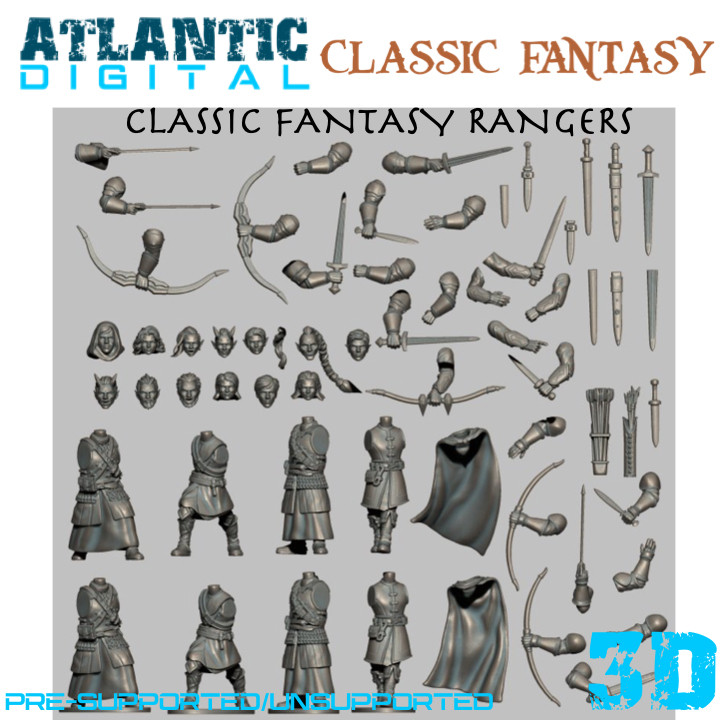3D Printable Classic Fantasy Rangers by Wargames Atlantic