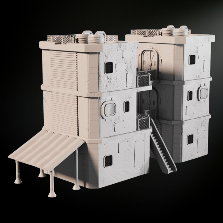 3D Printable Sci-Fi Suburb Building by WargamesCo