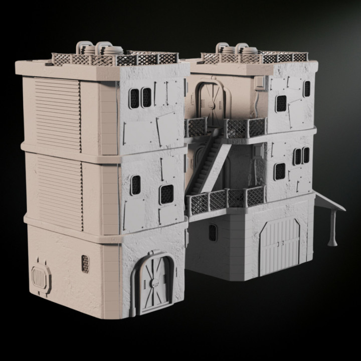 3D Printable Sci-Fi Suburb Building by WargamesCo