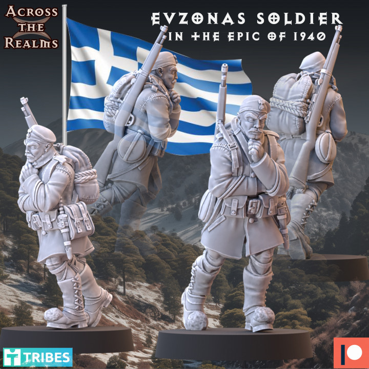 3D Printable Evzonas Soldier in the epic of 1940 by Across the Realms