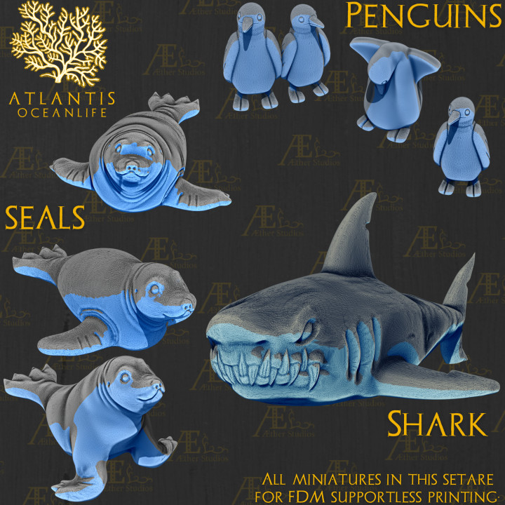 3D Printable AEATLN14 - Atlantis Miniatures V Ocean Life by Aether Studios