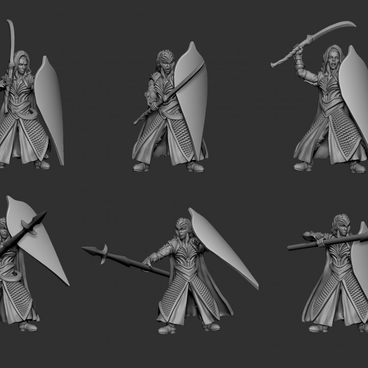3D Printable Golden Wood Elf (Spearman and Glaiveman with Shield) by ...