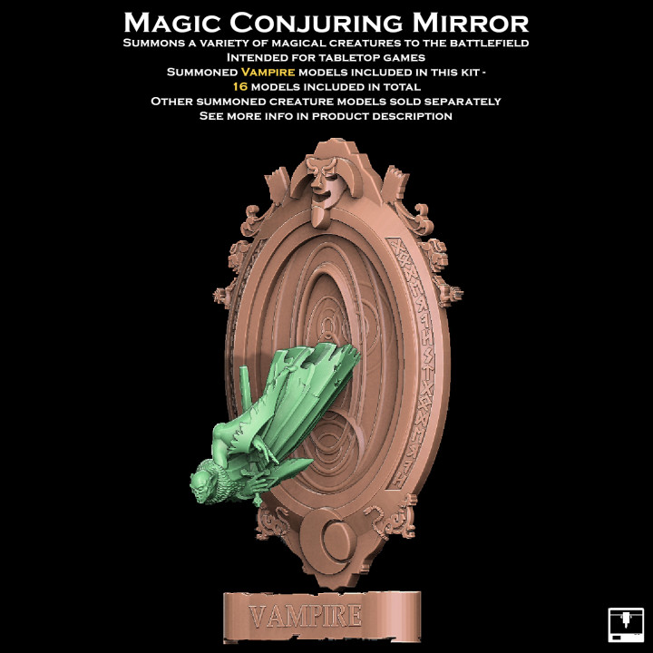 3D Printable Magic Conjuring Mirror Vampire Version by Sharedog Miniatures