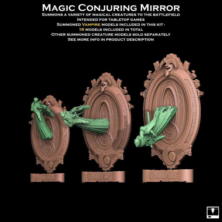 3D Printable Magic Conjuring Mirror Vampire Version by Sharedog Miniatures