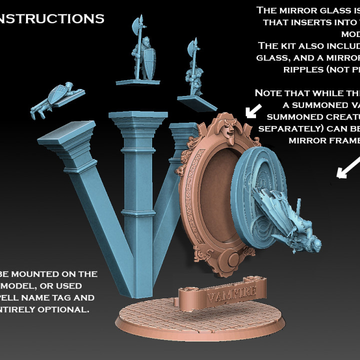 3D Printable Magic Conjuring Mirror Vampire Version by Sharedog Miniatures