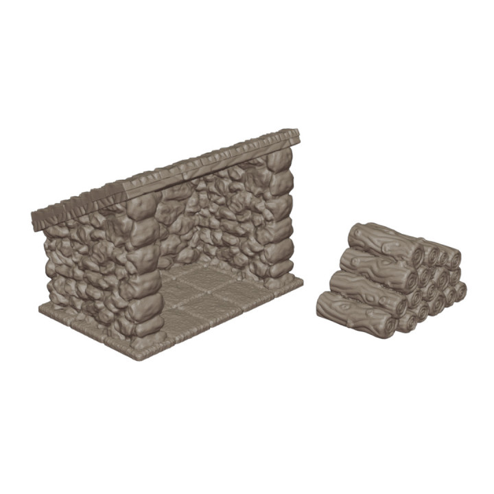 3D Printable Woodsheed & firewood by Dani Amengual