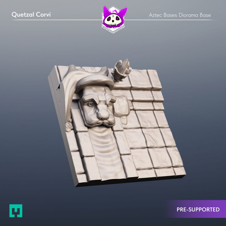 3D Printable Quetzal Corvi | Aztec Diorama Bases by Blackcrest Miniatures