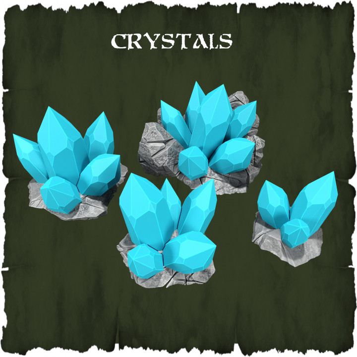 3D Printable Crystals - TABLETOP TERRAIN DND RPG SCATTER by Jason Beckers