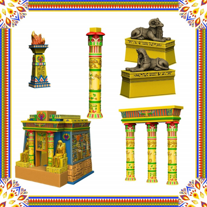 3D Printable Egyptian Temple Set by MiniaturesCraze