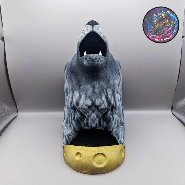 3D Printable Howling Wolf Dice Tower by Kirsten M