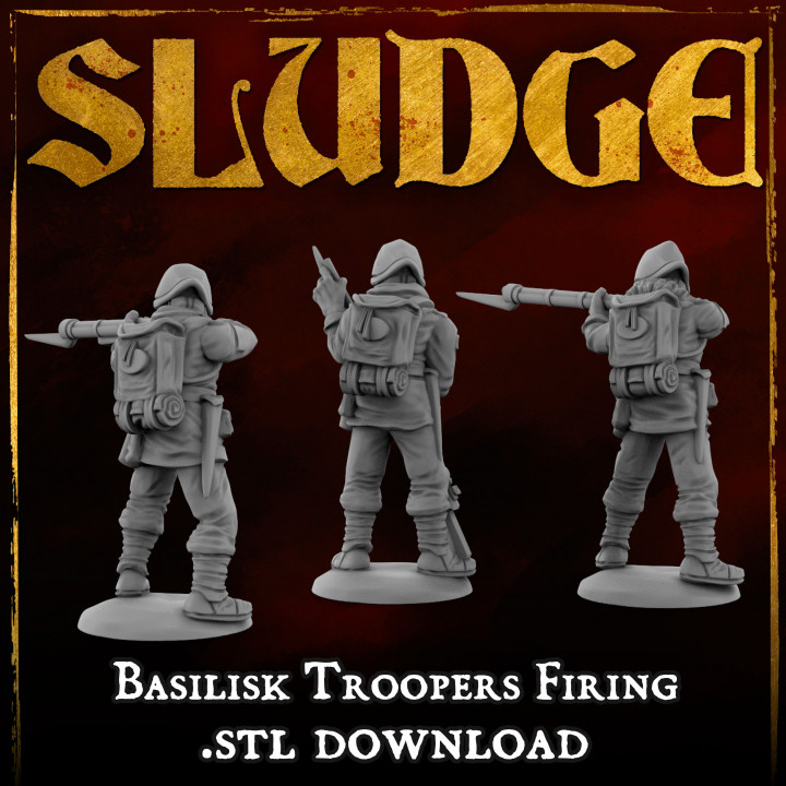 3D Printable SLUDGE Basilisk Line Infantry Firing by sean sutter