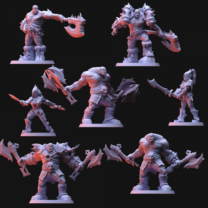 3D Printable Pack of 7 Orks by Imp3dsion