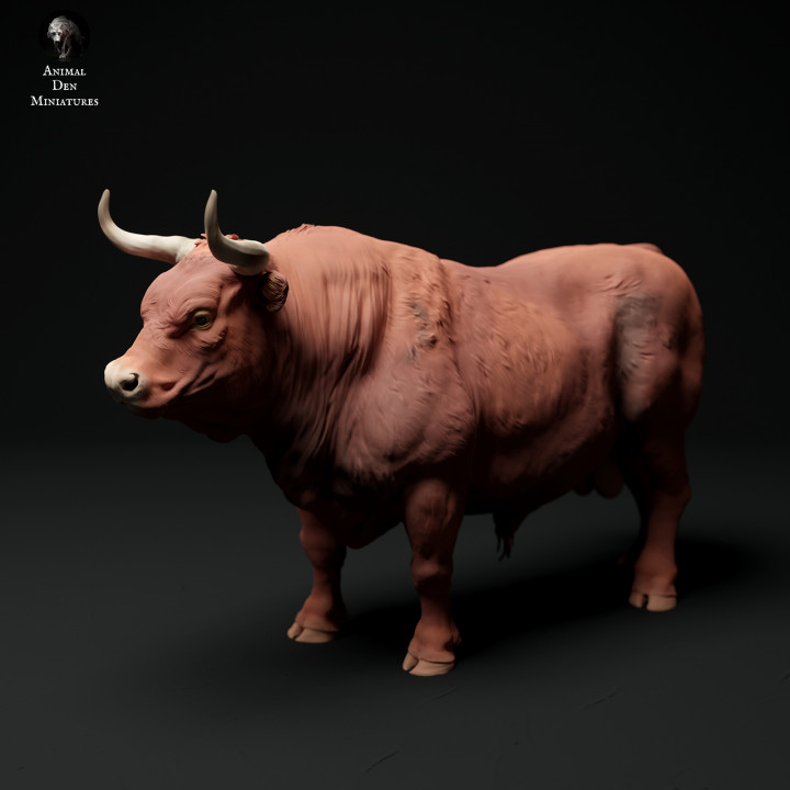 3D Printable Red Devon Bull by Animal Den Miniatures