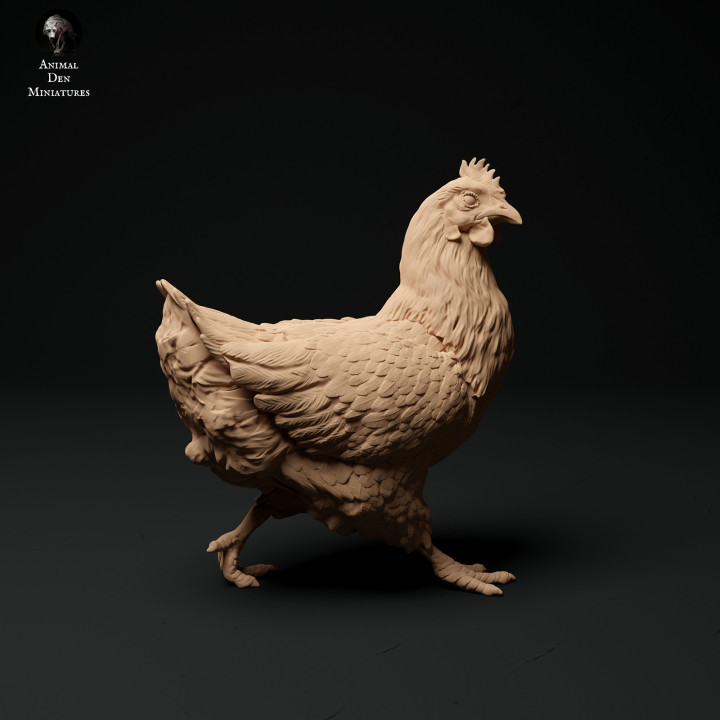 3D Printable Chickens by Animal Den Miniatures