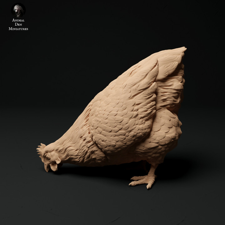 3D Printable Chickens by Animal Den Miniatures