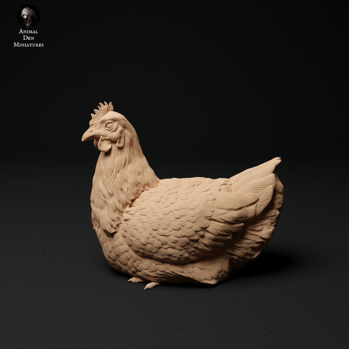 3D Printable Chickens by Animal Den Miniatures