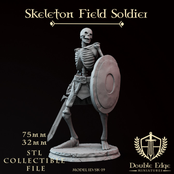 3D Printable Skeleton Field Soldier SK-19 by Double Edge Miniatures