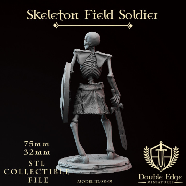 3D Printable Skeleton Field Soldier SK-19 by Double Edge Miniatures