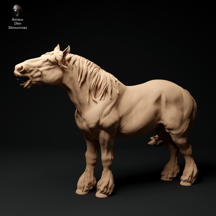 3D Printable Suffolk Punch Horse Neigh by Animal Den Miniatures