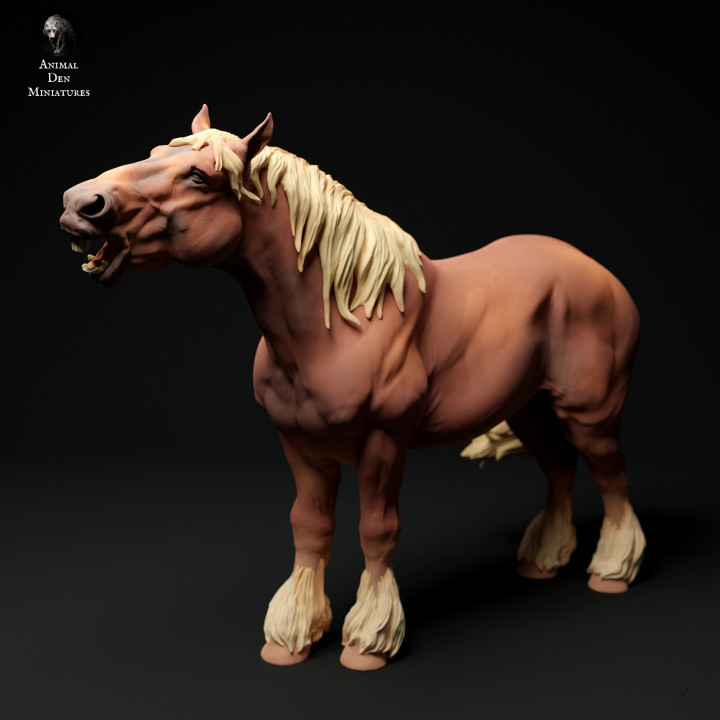 3D Printable Suffolk Punch Horse Neigh by Animal Den Miniatures