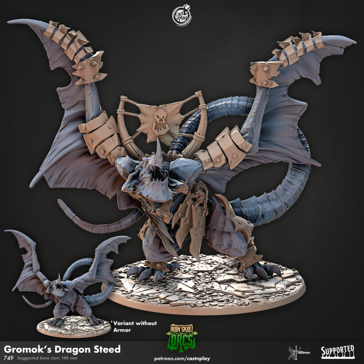 3D Printable Ork Gromok´s Dragon Steed (Pre-Supported) - DnD by Cast n Play