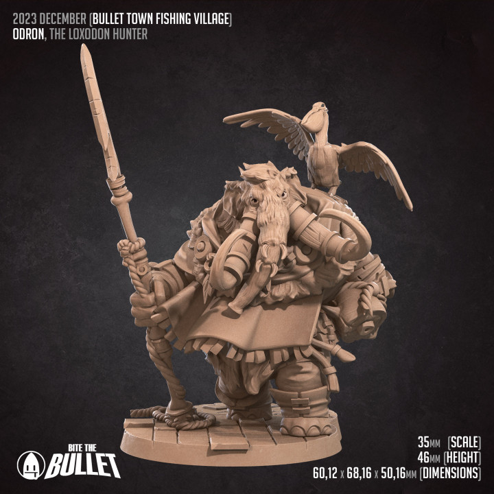 3D Printable Odron, the Loxodon Hunter (+Pelican) (2 Versions) by Bite ...