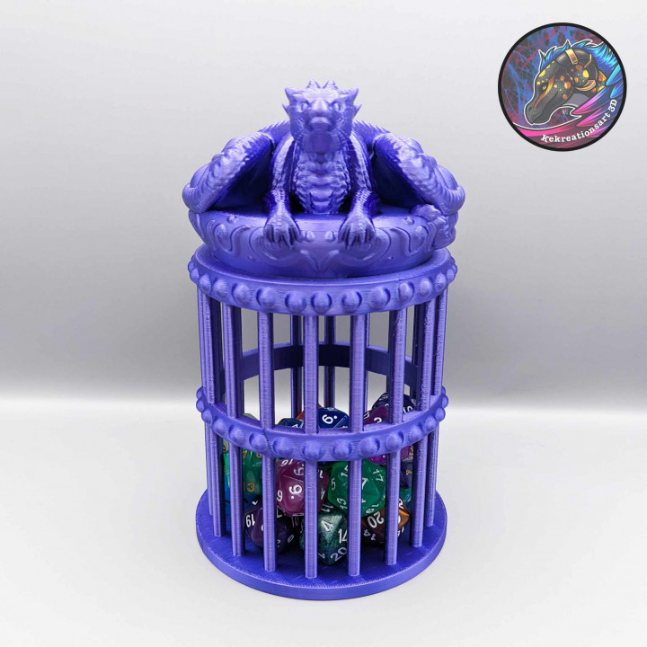 3D Printable Dragon Dice Cage, Dice Container by Kirsten M