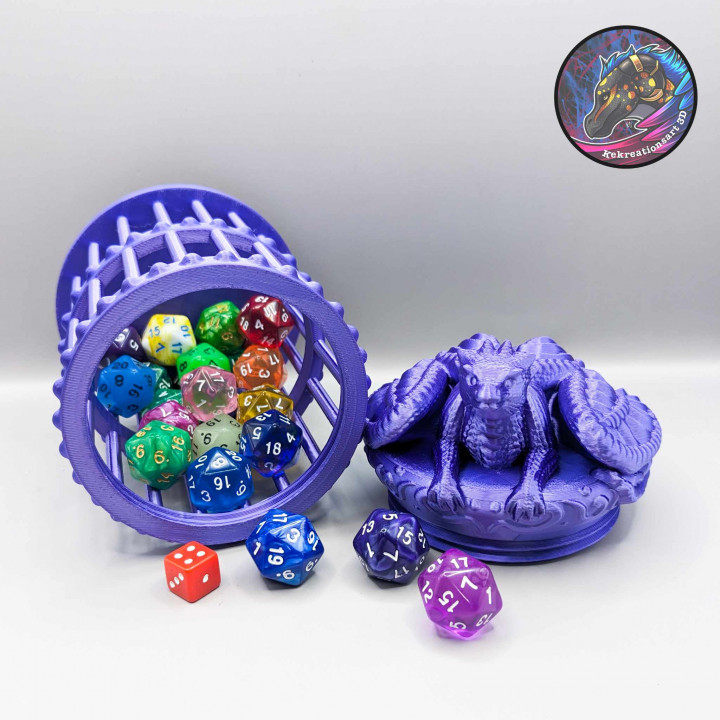 3D Printable Dragon Dice Cage, Dice Container by Kirsten M