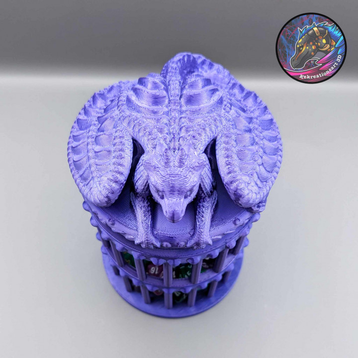3D Printable Dragon Dice Cage, Dice Container by Kirsten M